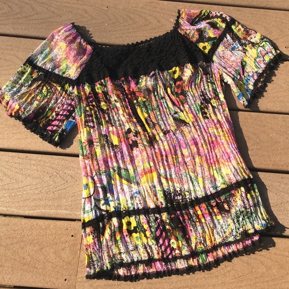 Alberto Makali | Tops | Alberto Makali Colorful Peasant Blouse W ...